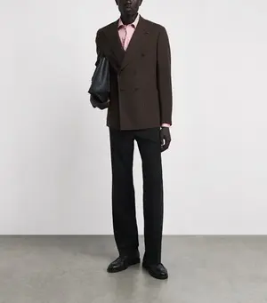 Isaia Linen Double-breasted Blazer