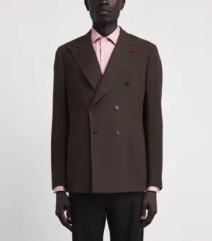 Isaia Linen Double-breasted Blazer