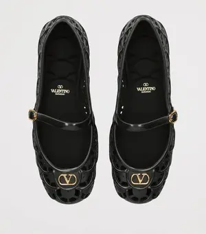 Valentino Garavani Ondette Ballet Flats With Scalloped Perforations