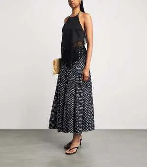Charo Ruiz Ibiza Polka Dot Chiffon Maxi Skirt