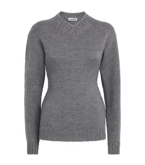 JIL SANDER Wool V-neck Sweater - Grey