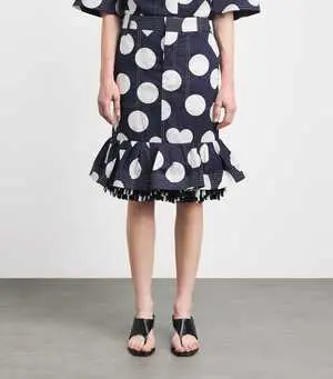 Jacquemus Cotton Polka Dot Midi Skirt