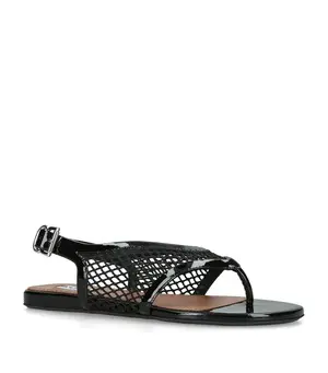 Alaïa Patent Leather Fishnet Sandals