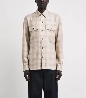 Isaia Cashmere-linen Check Overshirt