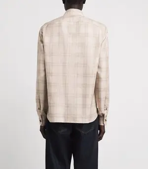 Isaia Cashmere-linen Check Overshirt