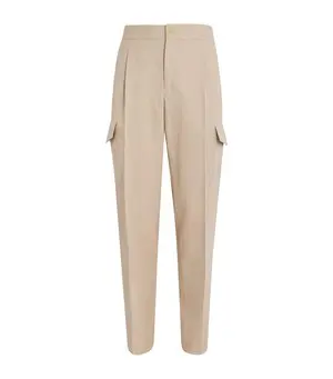 Isaia Cotton-silk Pleated Cargo Trousers - Beige