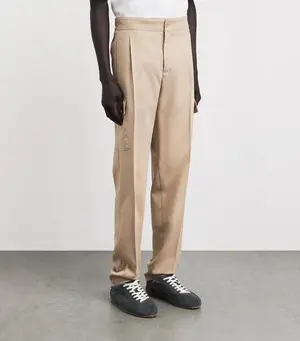 Isaia Cotton-silk Pleated Cargo Trousers