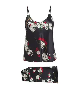 Olivia Von Halle Silk Floral Bliss Pyjama Set - Black