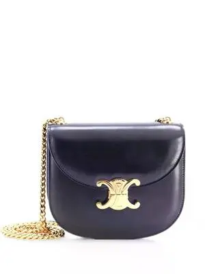 Celine Triomphe Besace Cléa Chain Flap Bag - Black