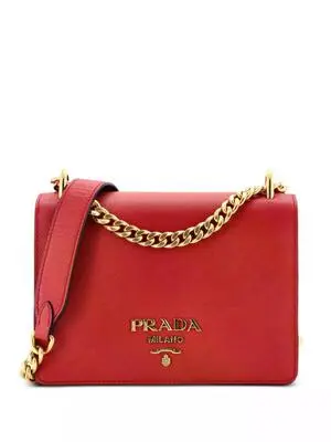 Prada Saffiano Leather Flap Bag - Red