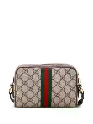 Gucci Ophidia Mini Shoulder Bag In Gg Coated Canvas - Brown
