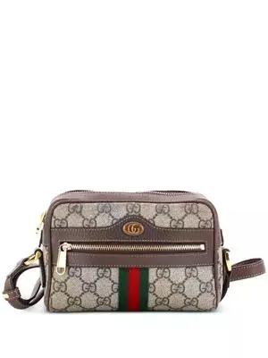 Gucci Ophidia Mini Shoulder Bag In Gg Coated Canvas - Brown