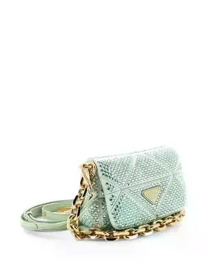 Prada Crystal Embellished Quilted Satin Shoulder Bag