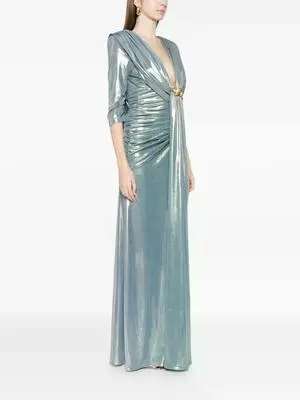 BABYLON V-neck Ruched Maxi Dress