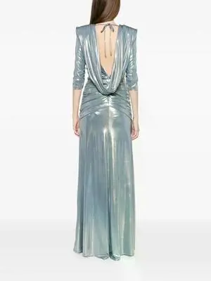 BABYLON V-neck Ruched Maxi Dress