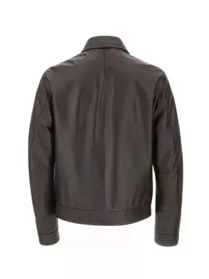 VOLFAGLI FIRENZE Tebe Pebbled Leather Jacket - Brown