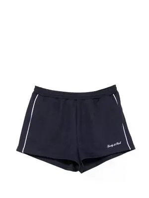 SPORTY & RICH Logo-embroidered Piping Detail Shorts - Blue