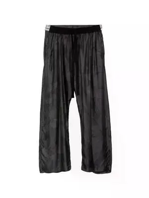 GIOVANNI CAVAGNA Dark Floral Print Drawstring Trousers - Grey