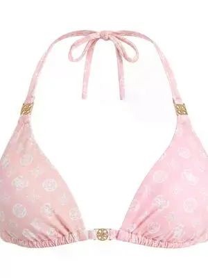 Guess Monogram Print Halterneck Bikini Top