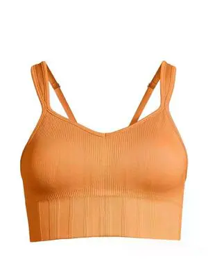 CASALL Ribbed-knit V-neck Sports Bra - Orange