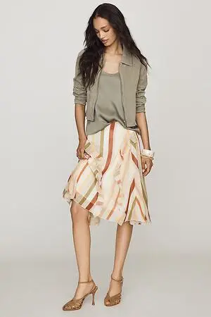 CUBIC Asymmetric Ruffle Midi Skirt