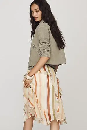 CUBIC Asymmetric Ruffle Midi Skirt