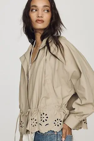 RAISONNEL Eyelet Detail Zip-up Jacket
