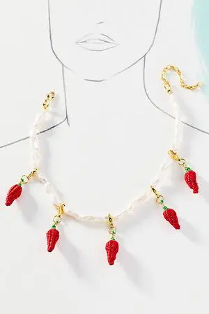 BAMBOLEIRA Spicy Chili Pearl Charm Necklace