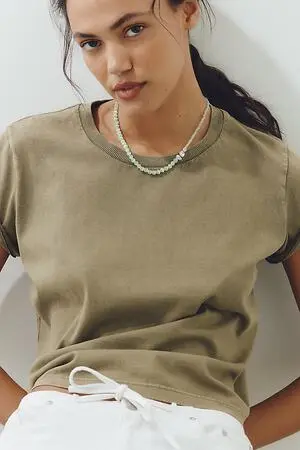 Anthropologie Crystal Beaded Necklace - Mint