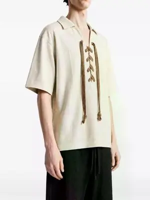ZIGGY CHEN Lace-up Short-sleeve Shirt