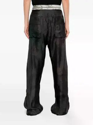 GIOVANNI CAVAGNA Dark Floral Print Wide Leg Trousers