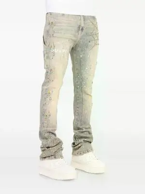 GUAPI Rhinestone Embellished Distressed Jeans