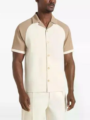 Manière De Voir Salim Contrast Raglan Shirt Cream/taupe - Neutrals