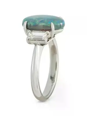 LB EXCLUSIVE Opal And Diamond Platinum Ring - Silver