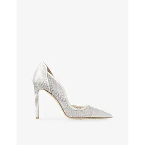 JIMMY CHOO Brigitte 100 Crystal Mesh Heeled Courts - Ivory/crystal
