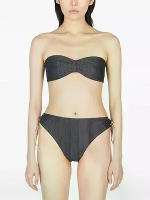 ST. AGNI Striped Bandeau Bikini Top - Grey
