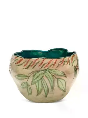SERAX Leaf-print Irregular-rim Flower Pot - Neutrals