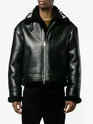 Balenciaga Shearling Logo Collar Jacket