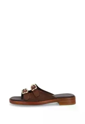 FRAU Double-buckle Suede Sliders