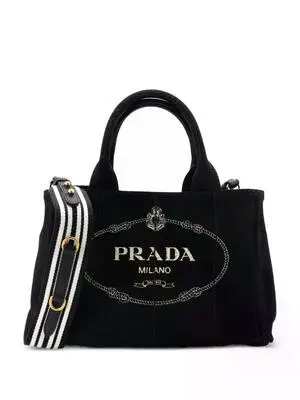 Prada Canapa Convertible Shopping Tote - Black