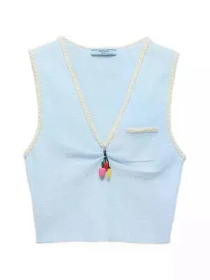Prada Prada Cotton Bouclé Cropped Top Blue