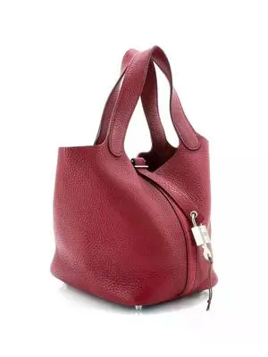 Hermès Picotin Lock Bag Clemence Pm Bucket Bag - Red