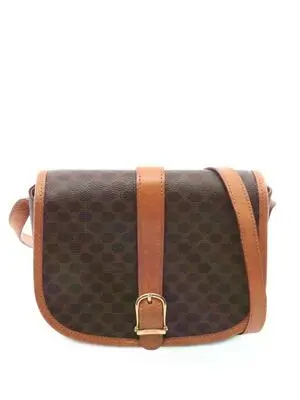 Celine Macadam Leather Shoulder Bag - Brown