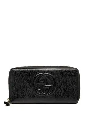Gucci 2000-2015 Grained Calfskin Soho Zip Around Wallet Long Wallets - Black