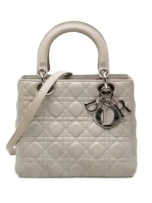 Dior Lambskin Cannage Lady Satchel - Grey