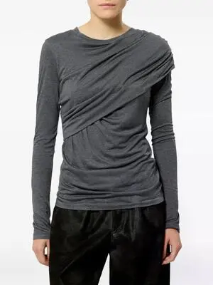 MARANT ETOILE Asymmetric Draped Panel Jersey Top - Grey