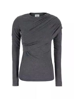 MARANT ETOILE Asymmetric Draped Panel Jersey Top - Grey