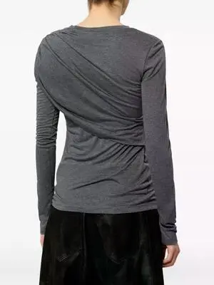 MARANT ETOILE Asymmetric Draped Panel Jersey Top - Grey