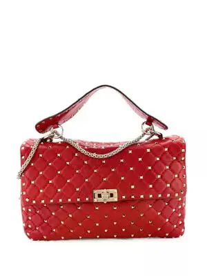 Valentino Garavani Rockstud Spike Flap Quilted Leather Shoulder Bag - Red