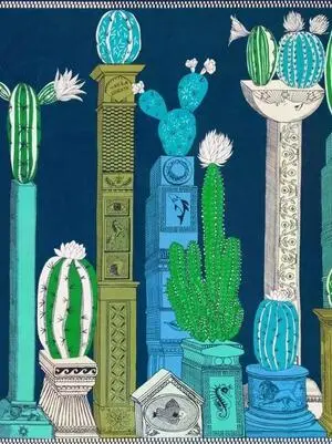 INOUI EDITIONS Inoui Cactus-print Scarf - Blue